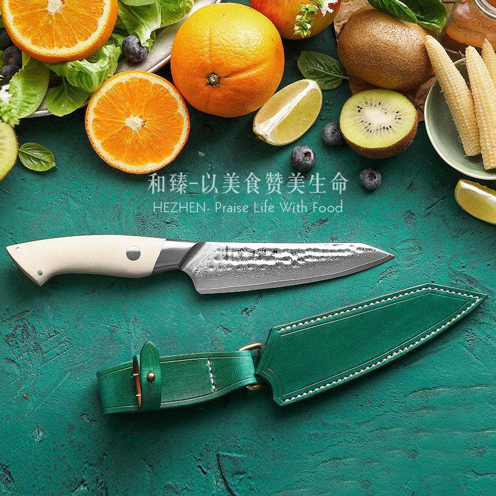 HEZHEN 5 inches 67 Layers Damascus Steel Utility Knife Elegant Hammer ...