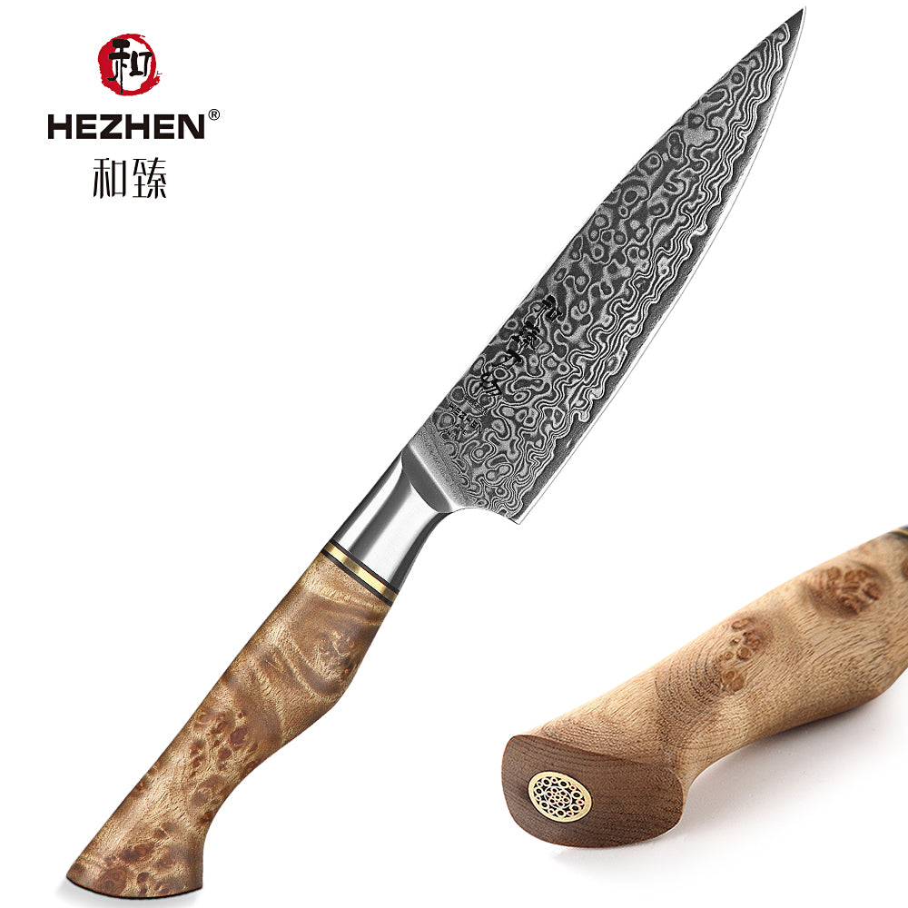 HEZHEN 5 inch Utility Knife Real 67 Layer Damascus Super Steel Super C ...